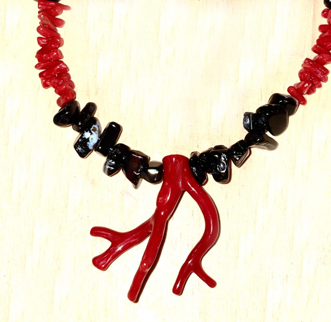 collier Nagy cuppo corail et onyx - Corail Rouge