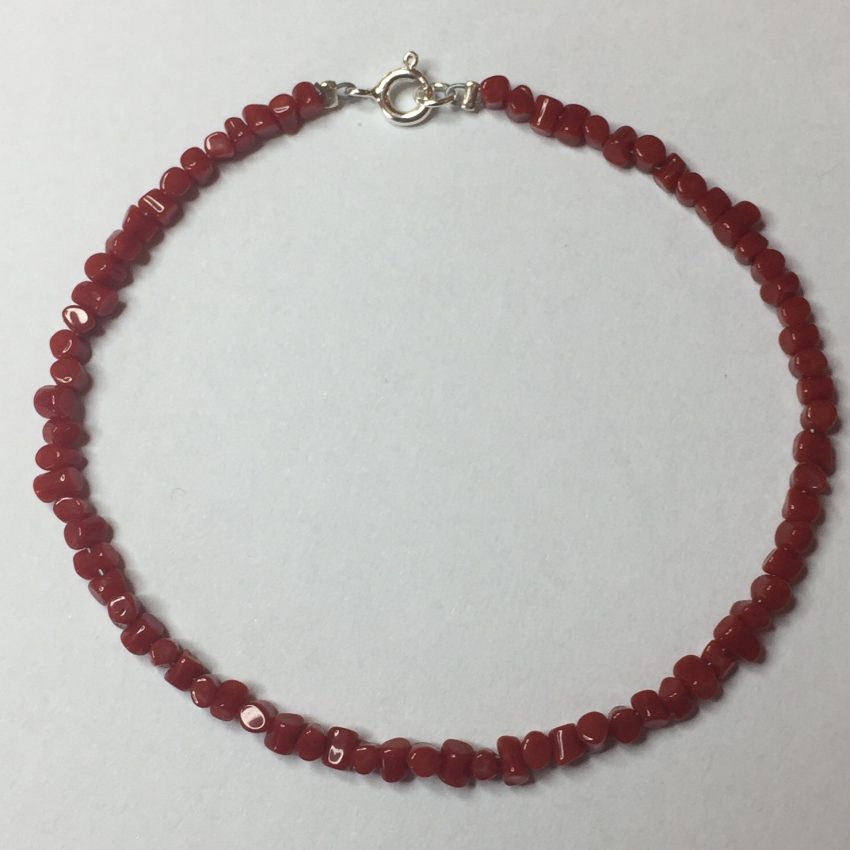 bracelet perles corail rouge véritable et or 18 carats